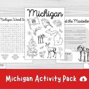 Michigan Activity Pack: State Symbols, Trivia, Word Search (PDF) - Etsy