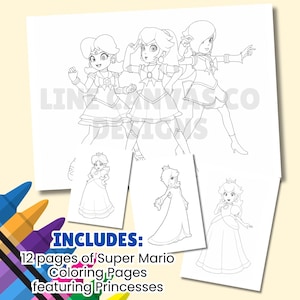 princess peach daisy rosalina coloring page