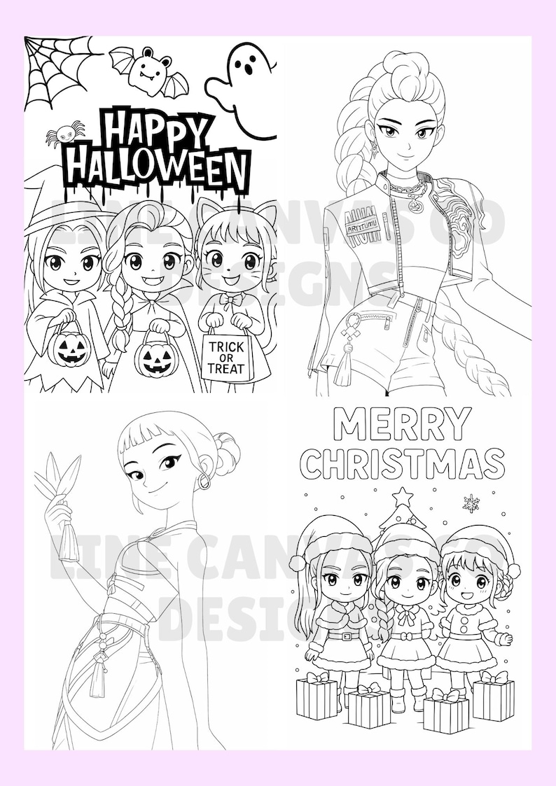 KPOP Demon Hunters Coloring Pages | Huntrix | Chibi Style | Pack of 12 ...