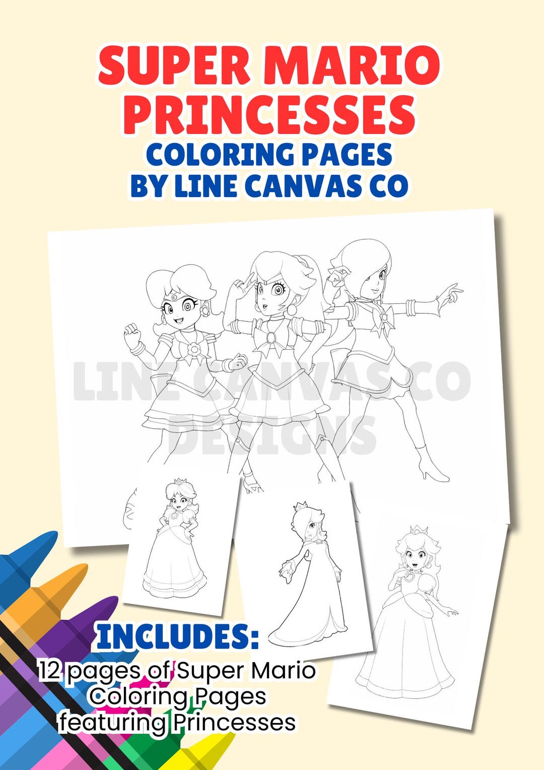 Super Mario Princess Coloring Pages | Pack of 12 | PDF | for Kids ...