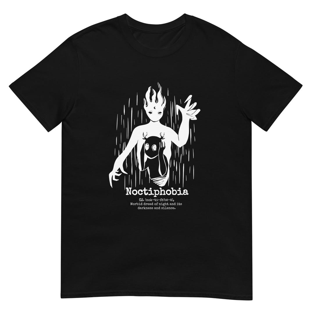 Creepy Gothic Noctiphobia Fear Night Unisex Black T-shirt Elder Emo Alt ...