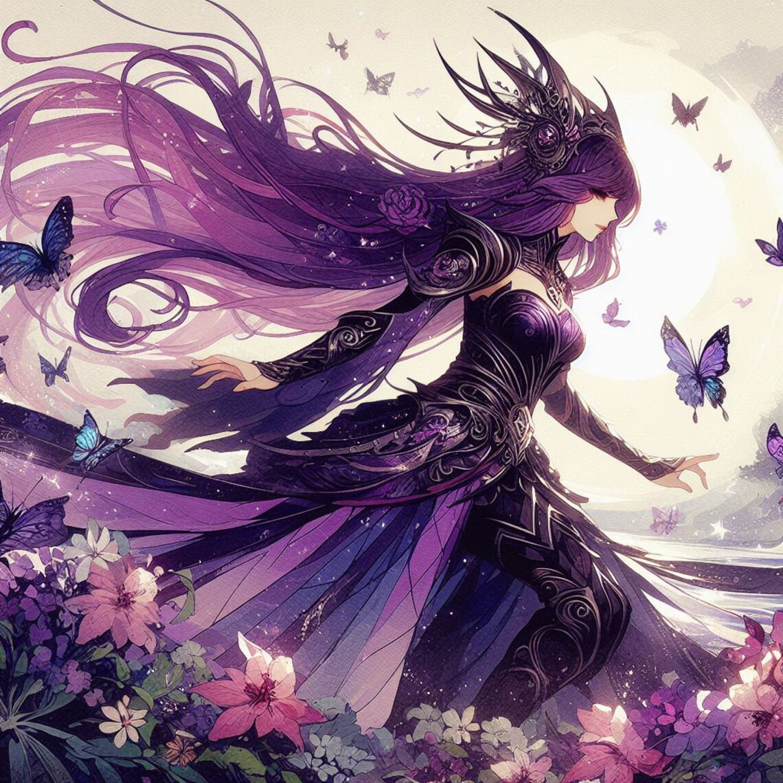 The Butterfly Princess. Beautiful Decorative Digital Painting With a ...