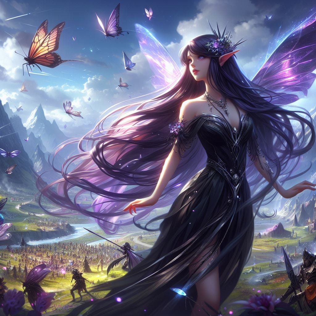 The Butterfly Princess. Beautiful Decorative Digital Painting With a ...