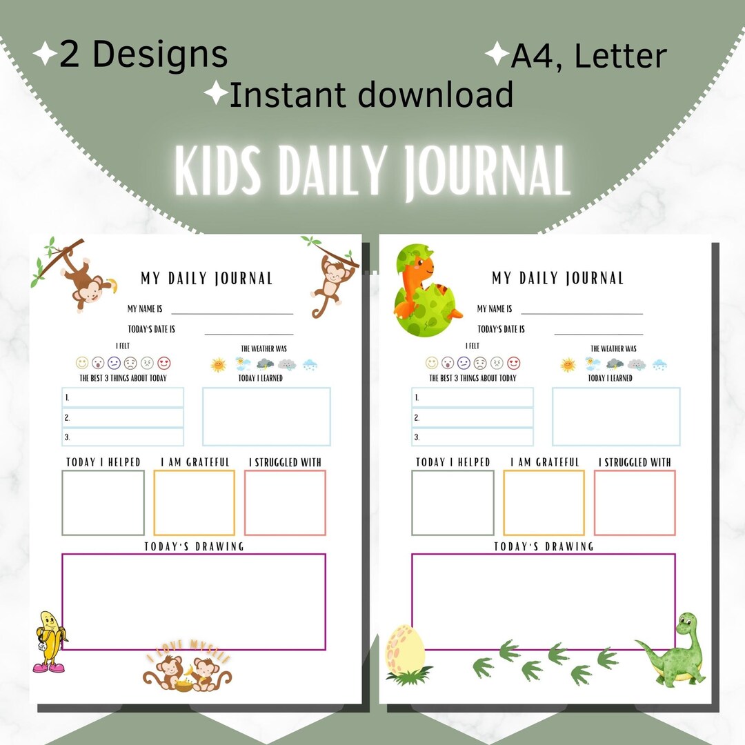 Personalized Kids Daily Journal,printable Children's Diary,children's ...