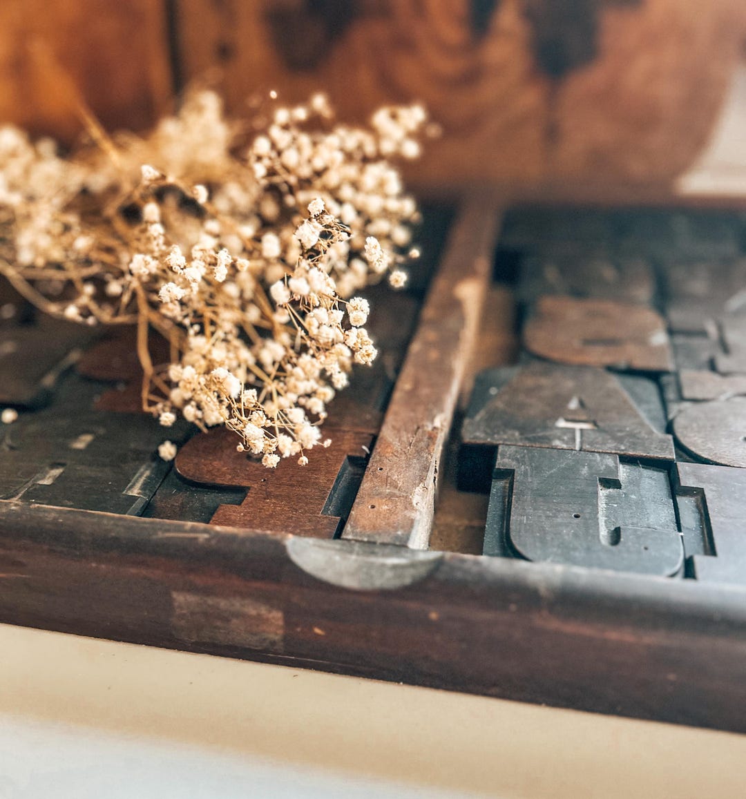 Vintage Printing Tray With Original Letter Press Letters, Wooden ...