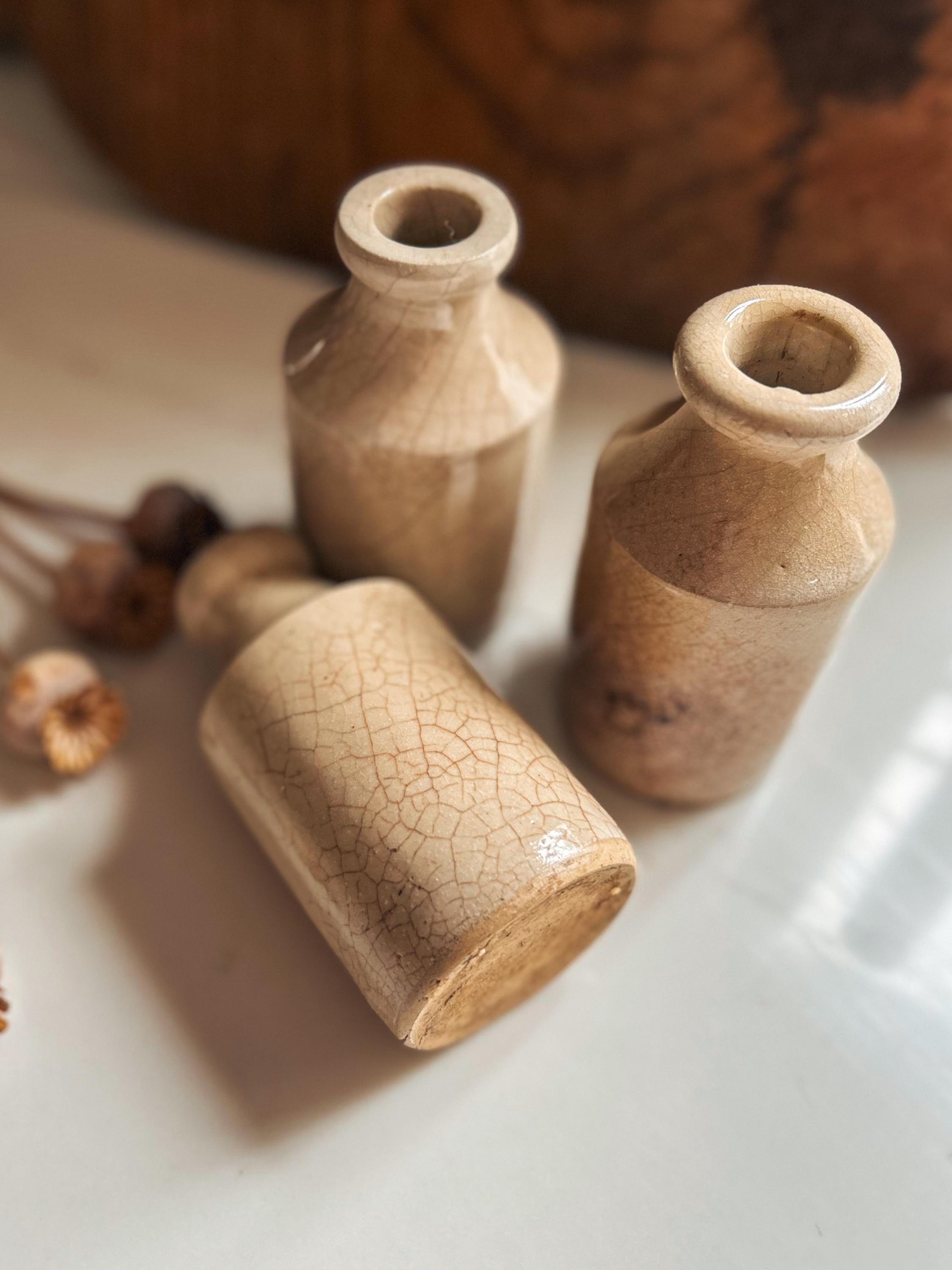 Vintage Set of 3 Stoneware Vases, Stoneware Vase, Stoneware, Country ...