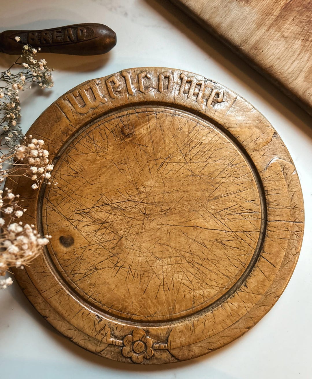 Carved Vintage Wooden Bread Board, Vintage Bread Board, Chopping Board ...