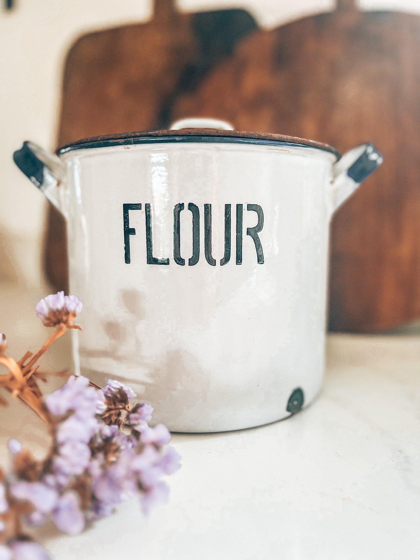 Vintage Enamel Flour Bin Vintage Flour Bin Flour Store Flour Bin White ...