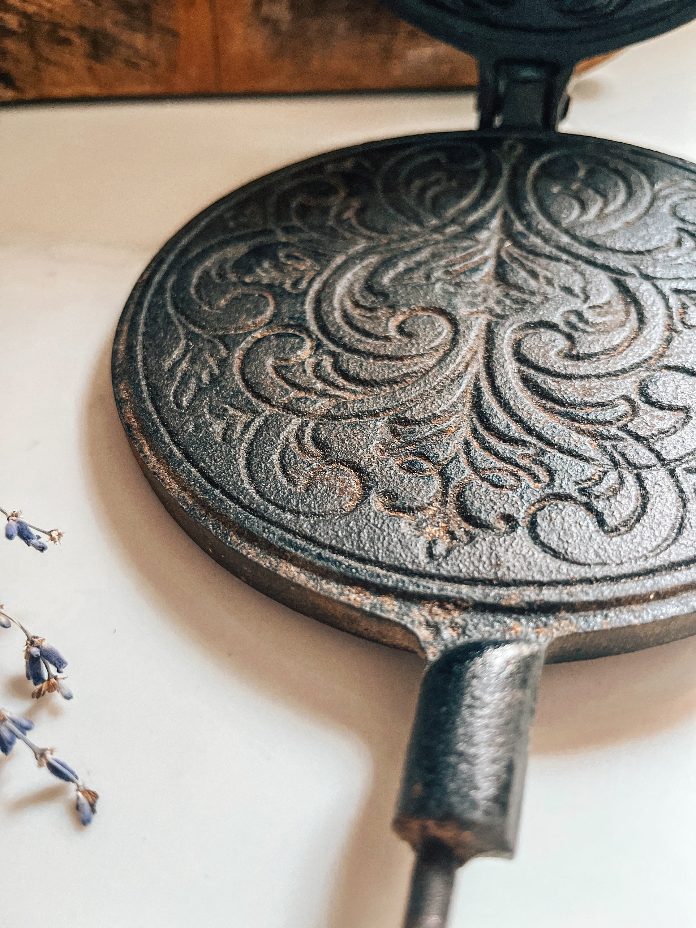 Vintage Cast Iron Waffle Maker, Wafer Maker, Vintage Wafer Maker, Cast ...