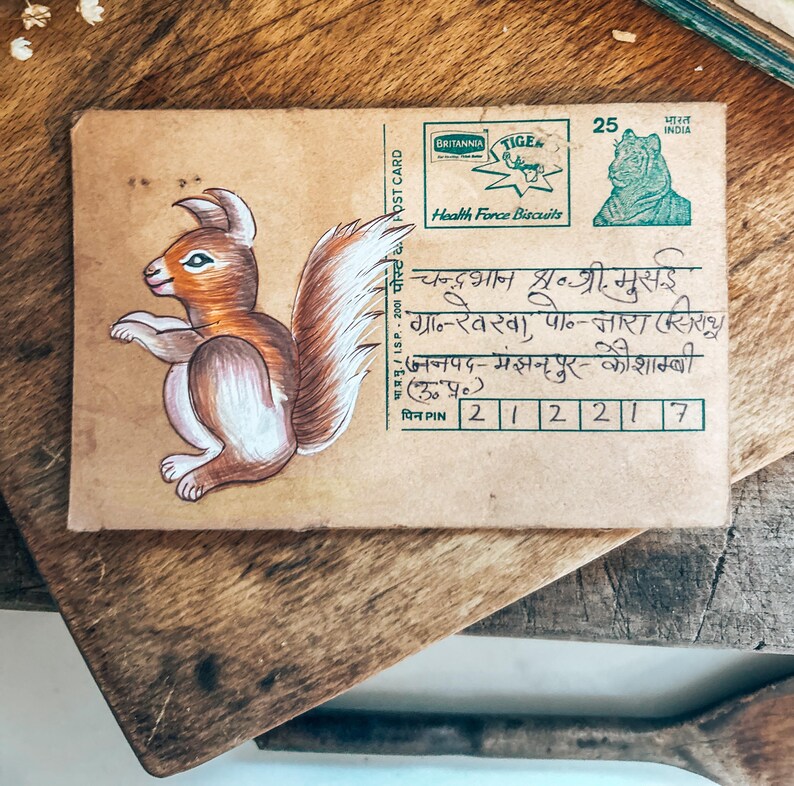 Vintage Indian Painted Postcard, Handpainted Postcard, Hand Paint ...