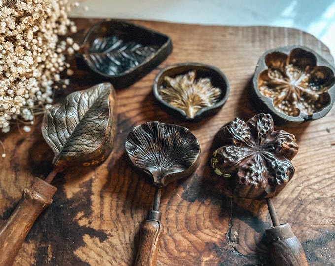 Vintage Millinery Flower Tool, Flower Mould, Brass Fabric Leather ...