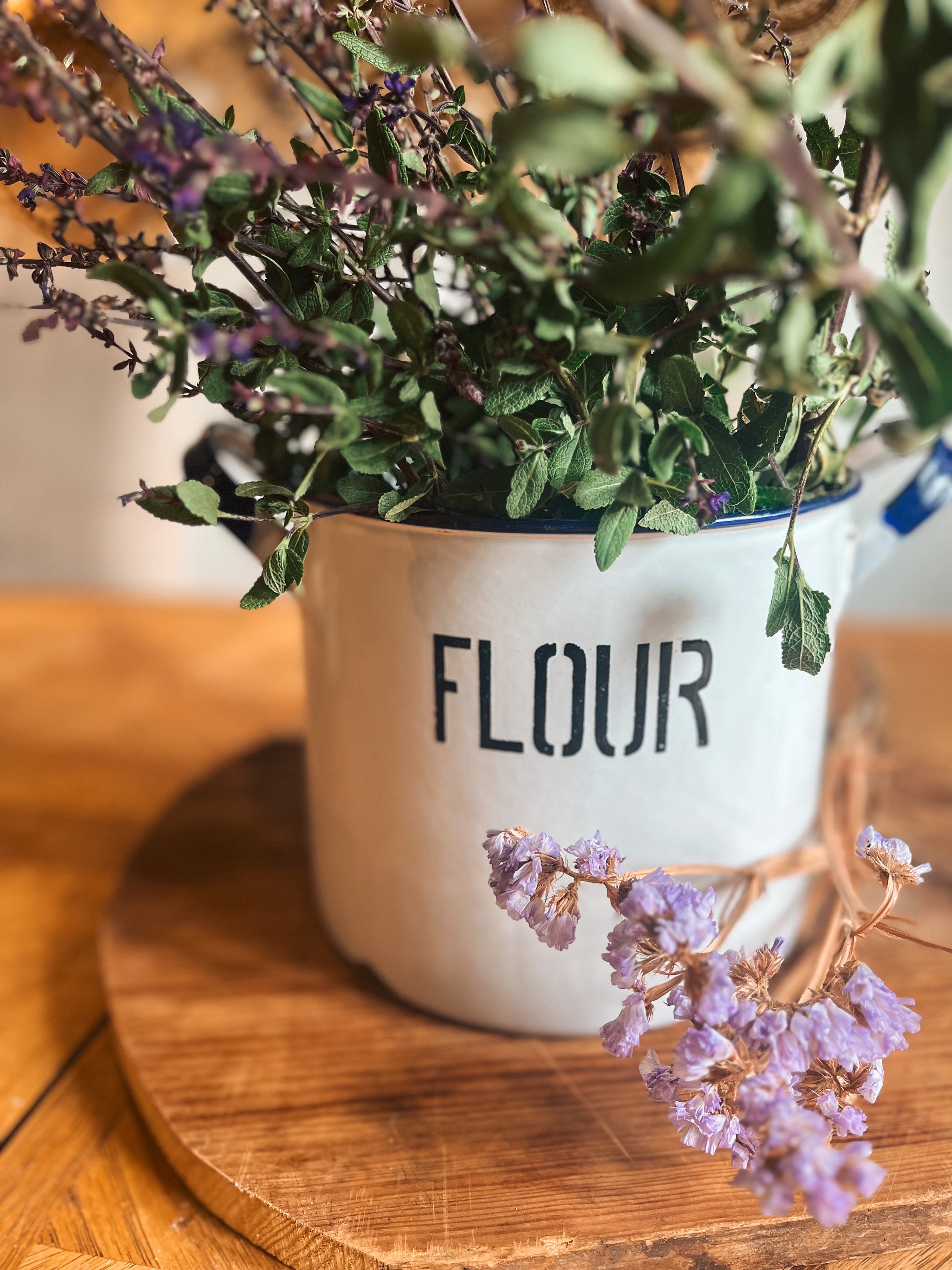 Vintage Enamel Flour Bin Vintage Flour Bin Flour Store Flour Bin White ...