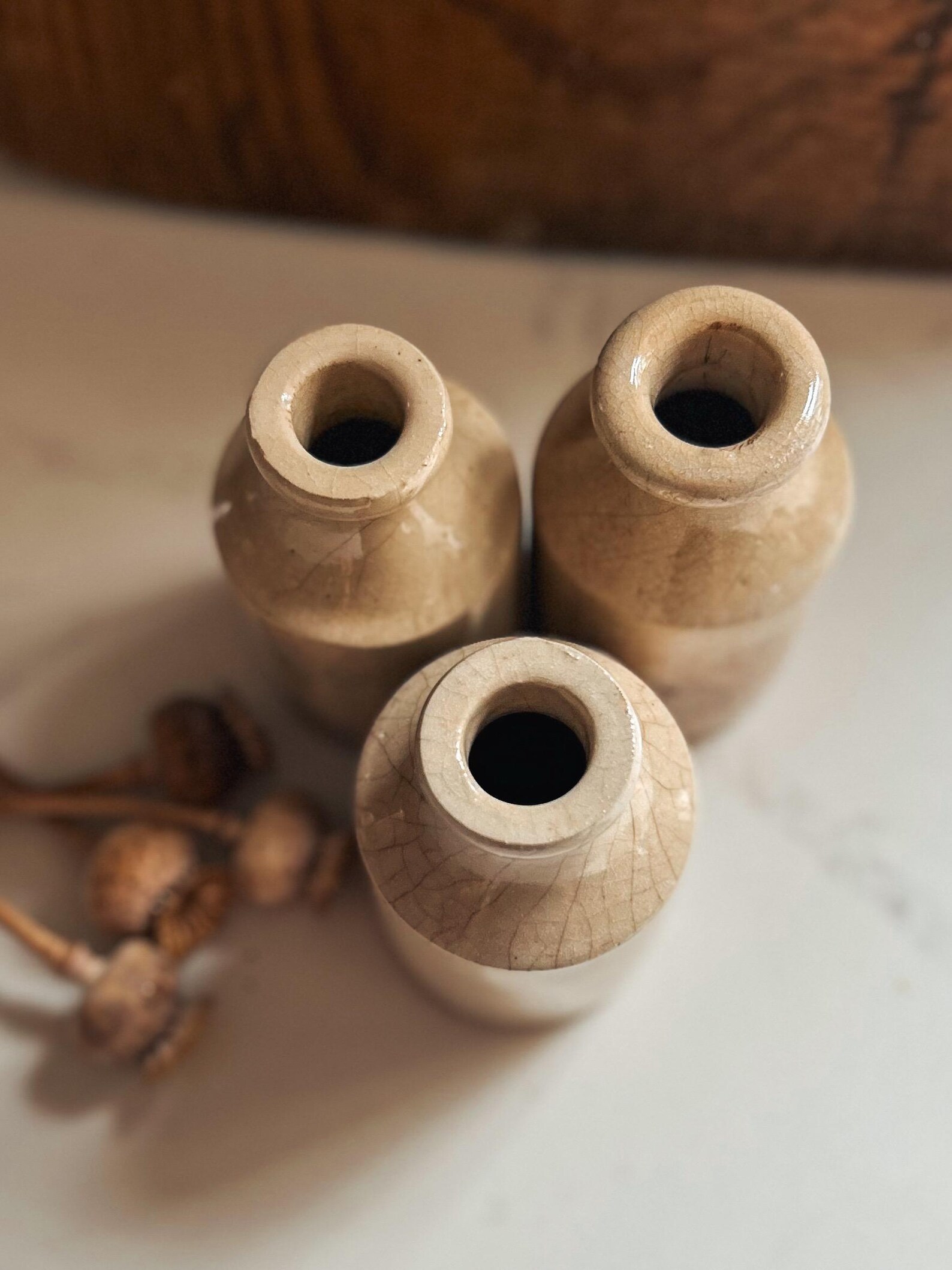 Vintage Set of 3 Stoneware Vases, Stoneware Vase, Stoneware, Country ...