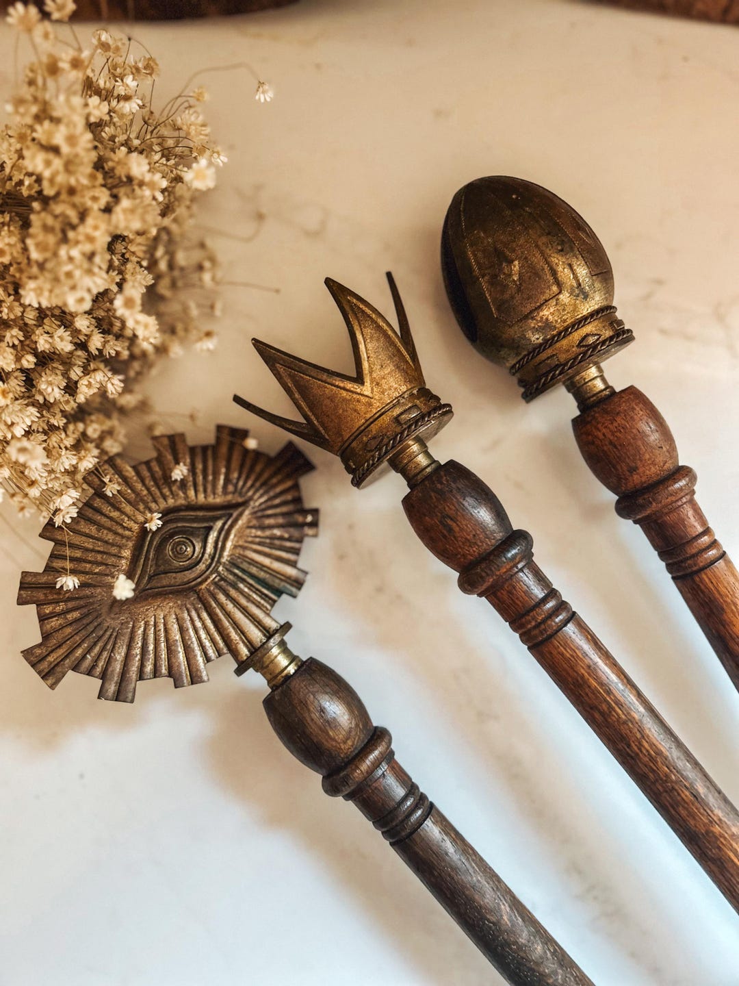 Antique Free Mason Staff, Antique Masons Sceptre, Crown Staff, Antique ...