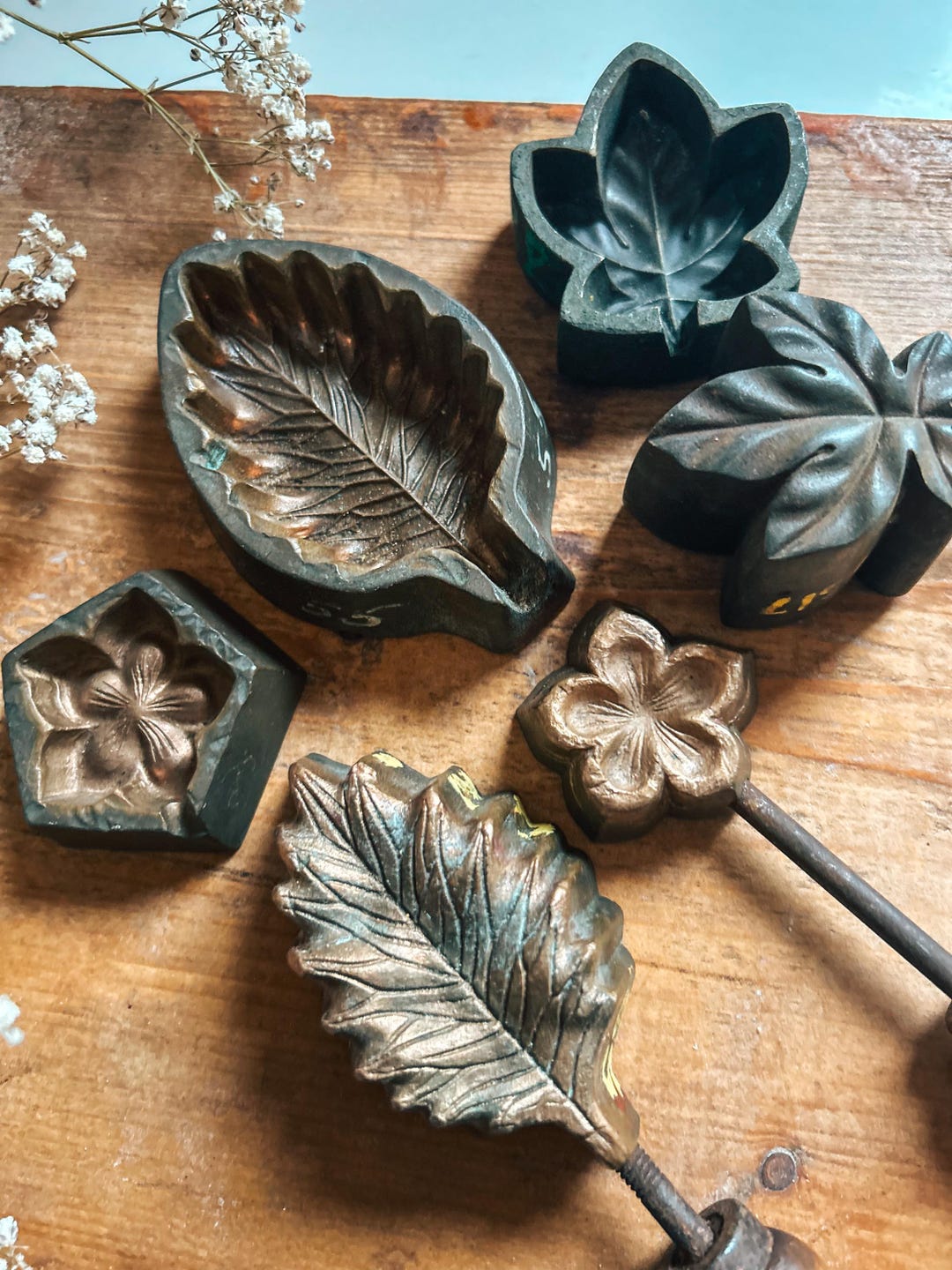 Vintage Millinery Flower Tool, Flower Mould, Brass Fabric Leather ...