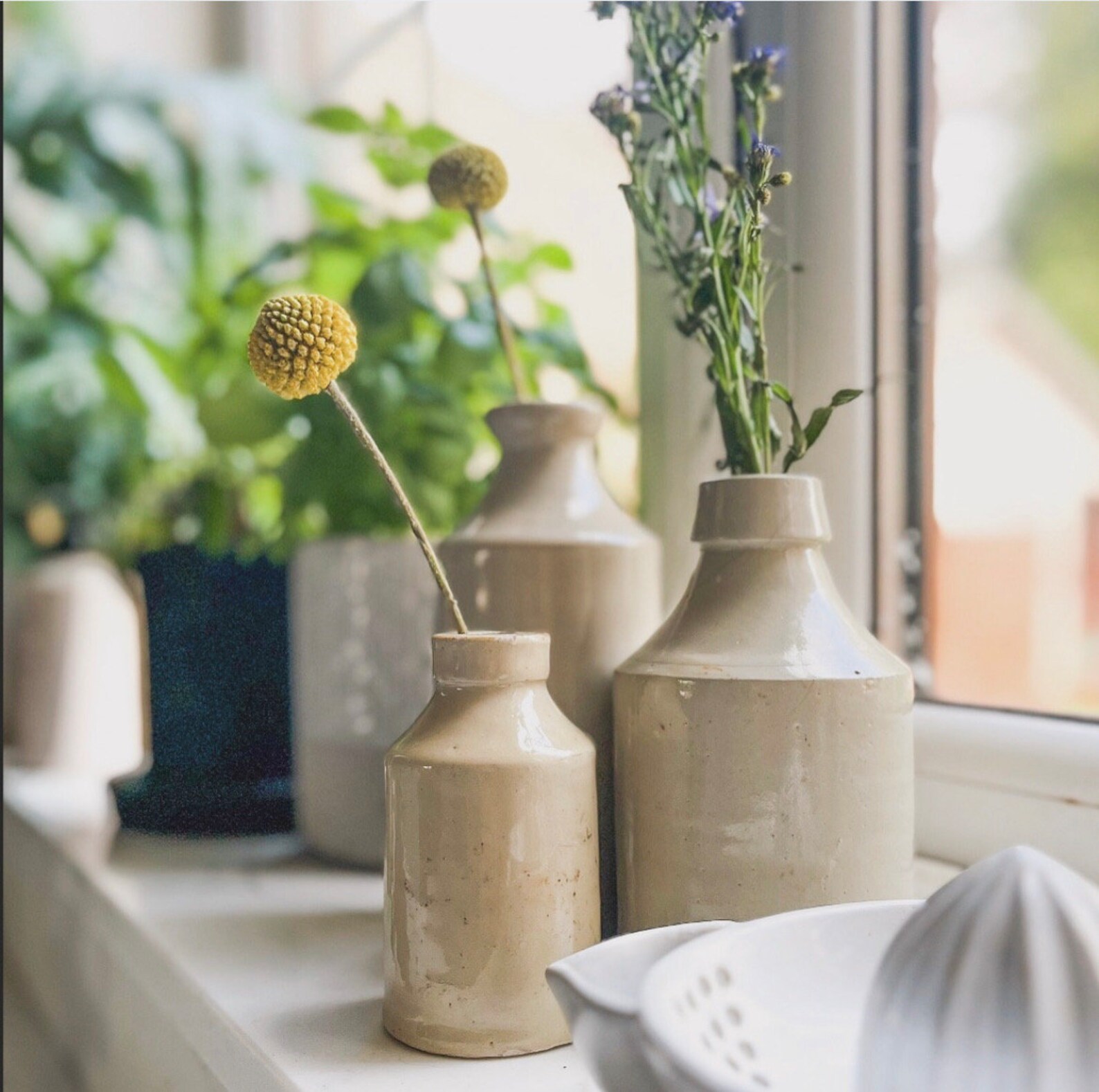 Vintage Set of 3 Stoneware Vases, Stoneware Vase, Stoneware, Country ...