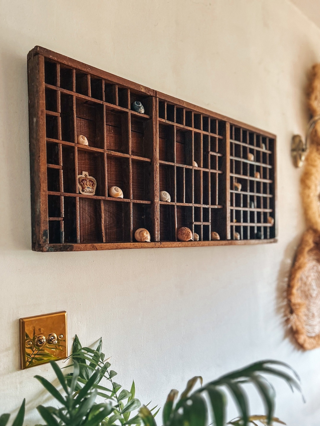 Vintage Wooden Printing Tray, Letterpress Display Shelf, Kitchenalia ...