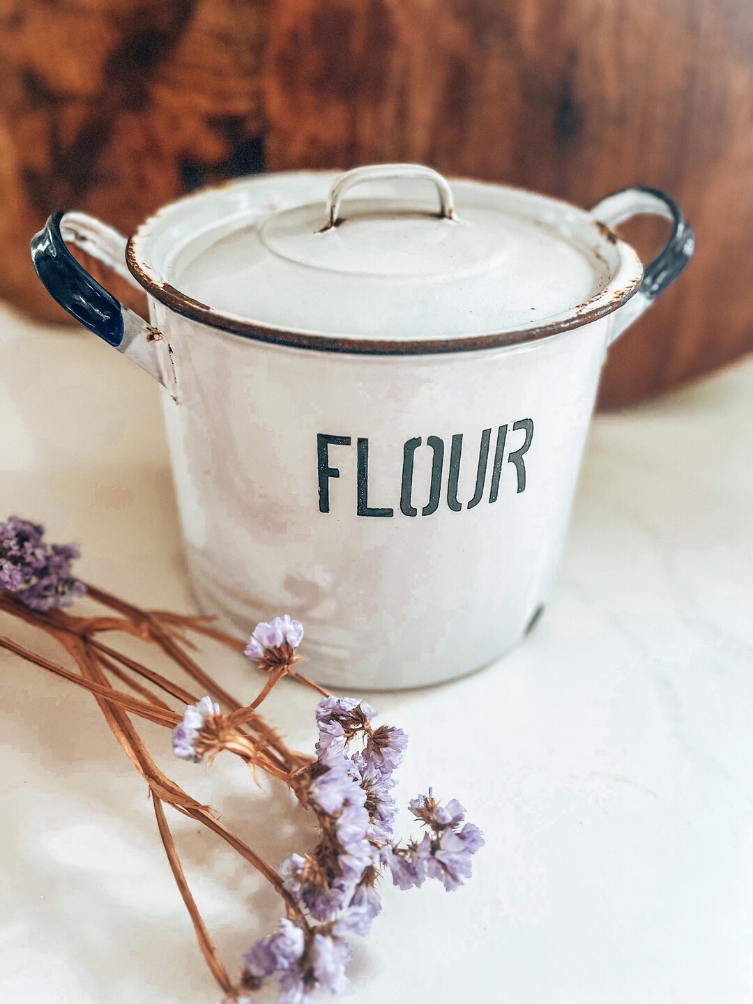 Vintage Enamel Flour Bin - Vintage Flour Bin - Flour Store - Flour Bin ...