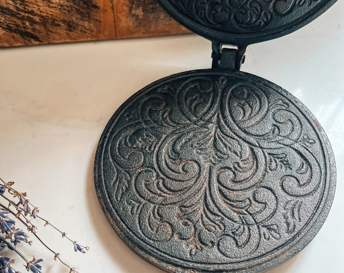 Vintage Cast Iron Waffle Maker, Wafer Maker, Vintage Wafer Maker, Cast ...