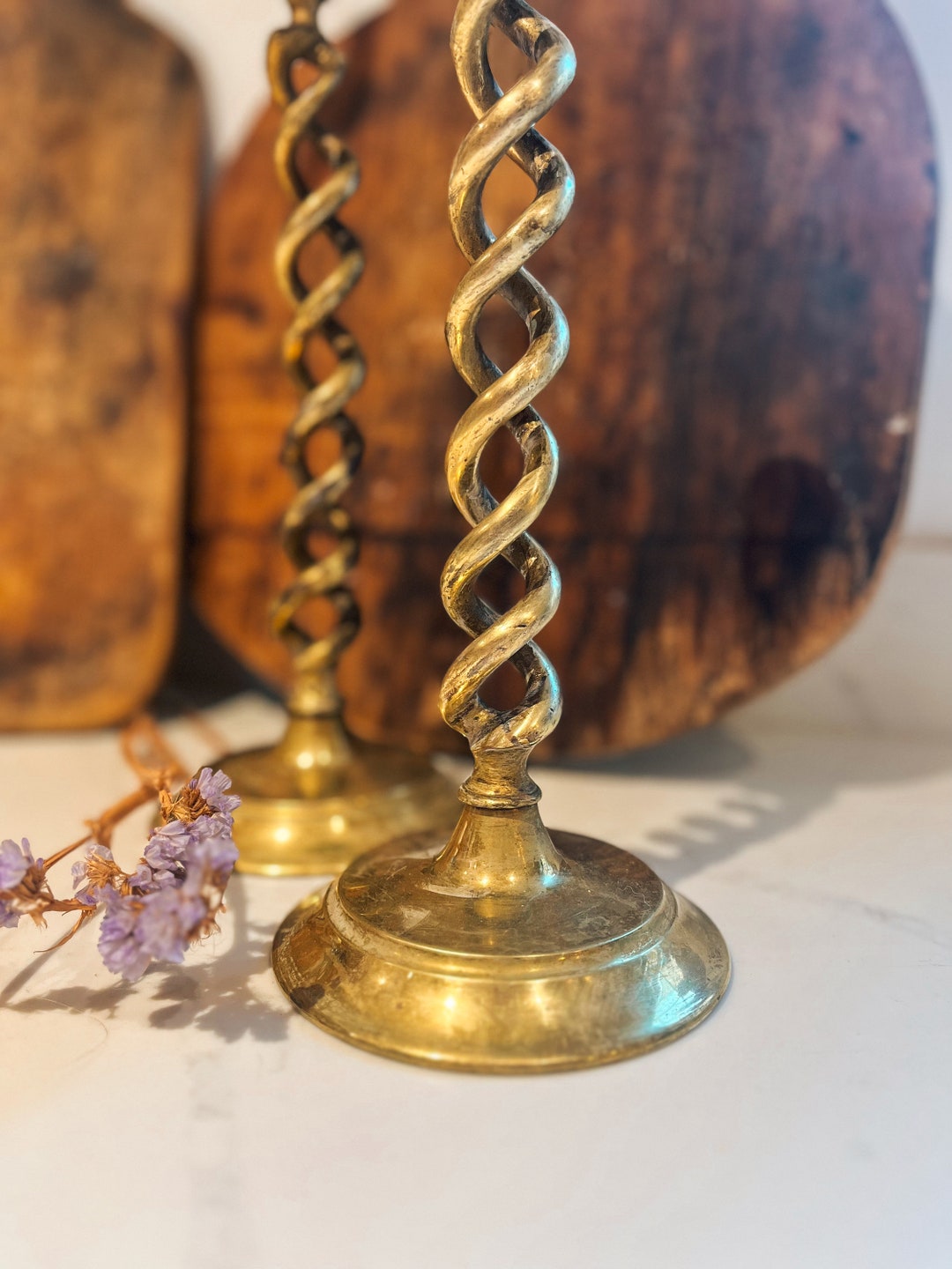 Vintage Brass Candlestick Pair, Vintage Candle Sticks, Barley Twist ...