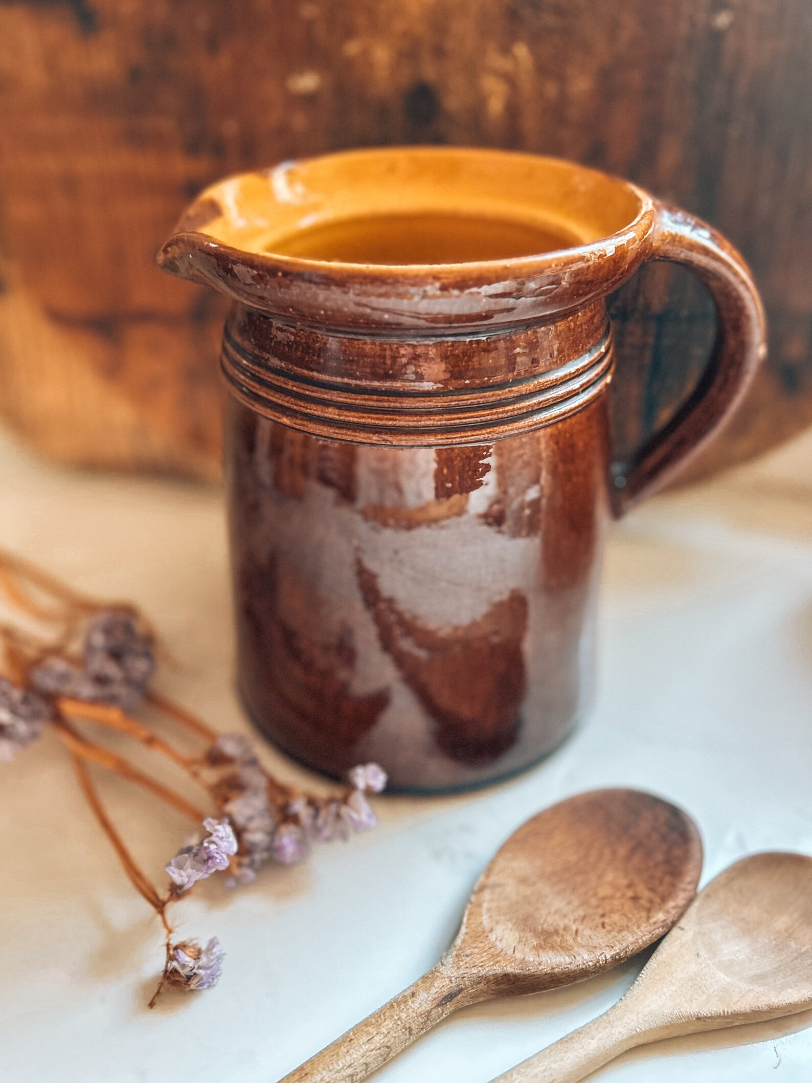 Vintage French Pitcher Jug, Vintage Ribbed Jug, Farmhouse Decor ...
