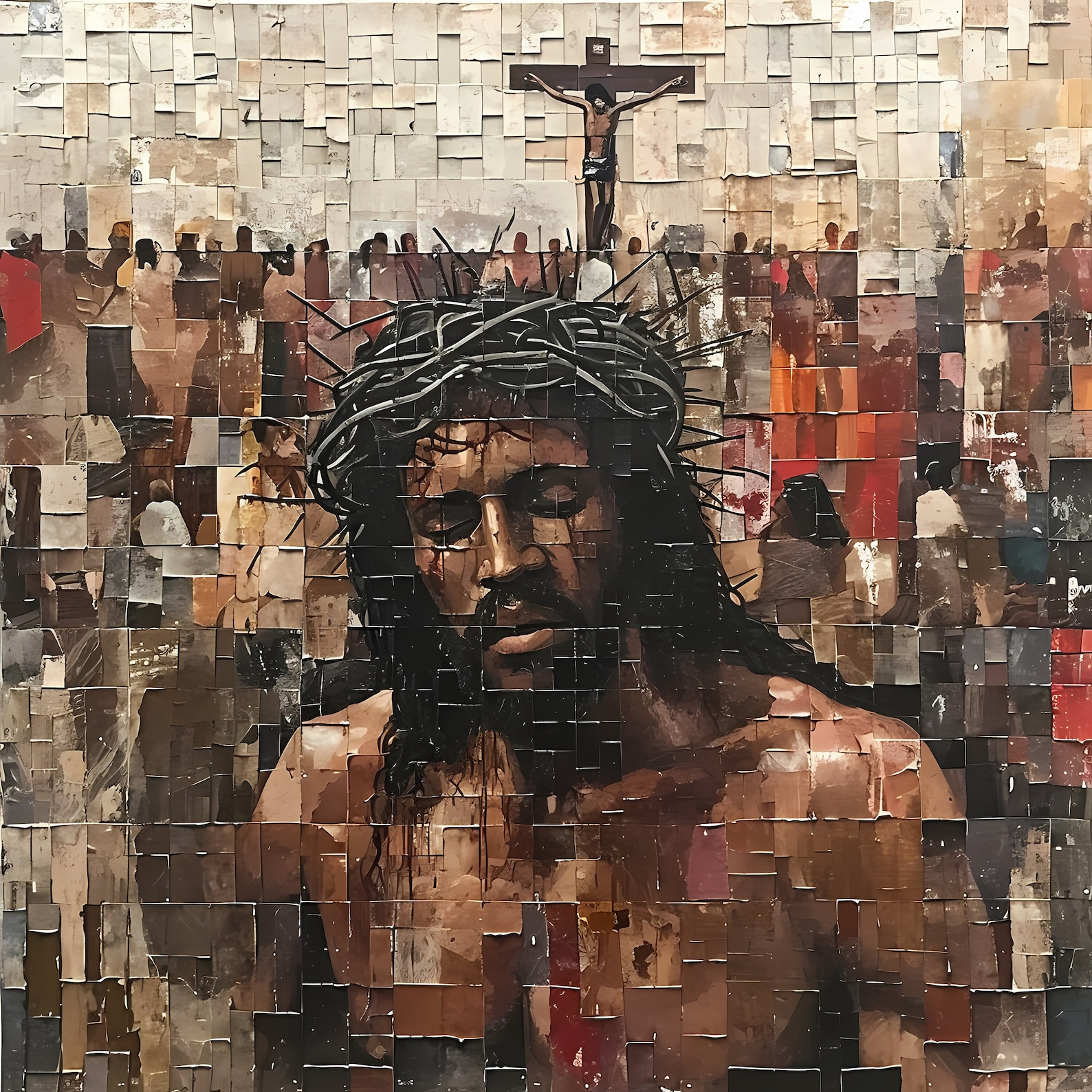 Black Jesus Carrying Cross Prints, Brown Skin Jesus Wall Art, Christian ...
