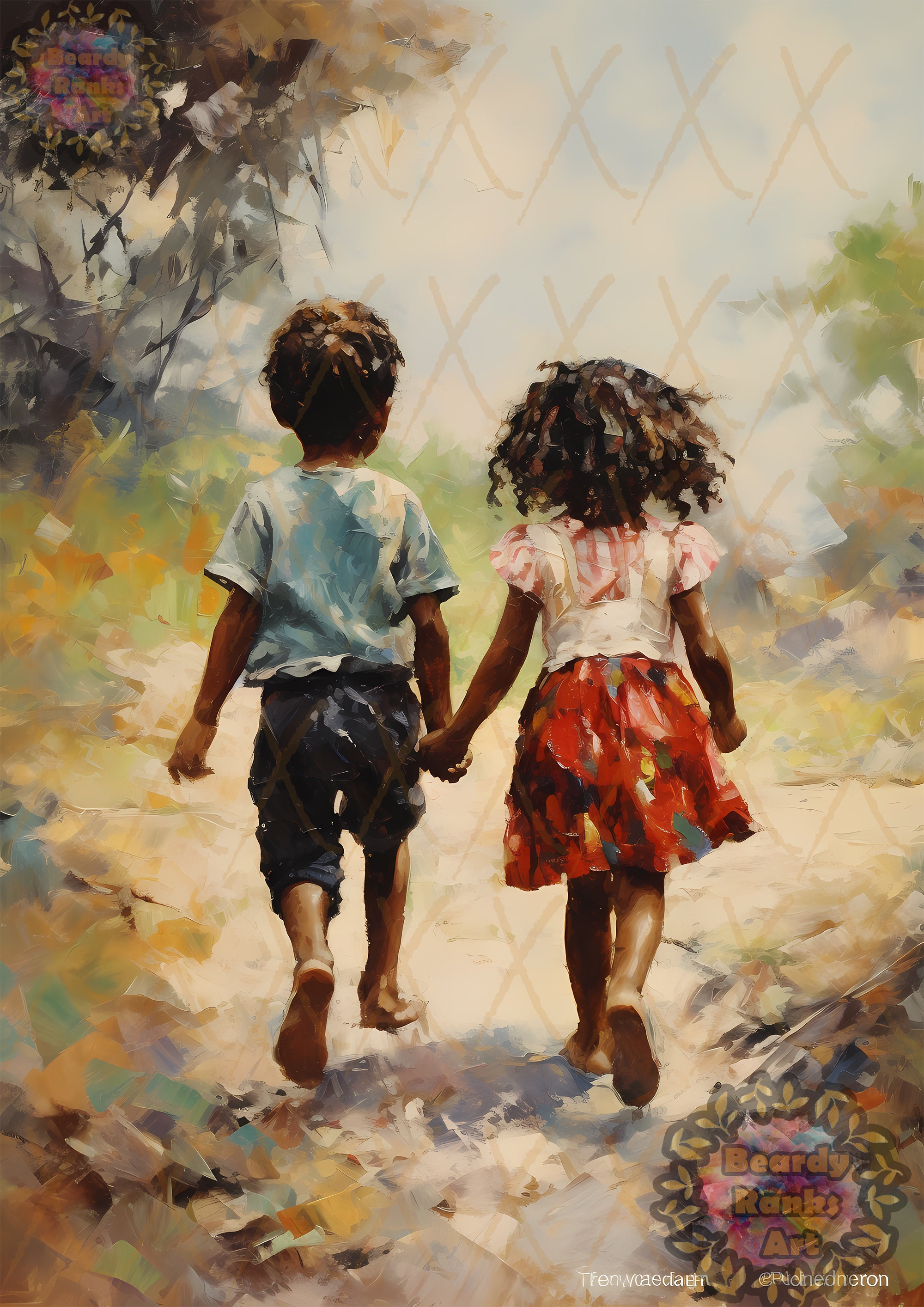 5 African American Cute Children Prints, Black Kids Artwork Prints ...