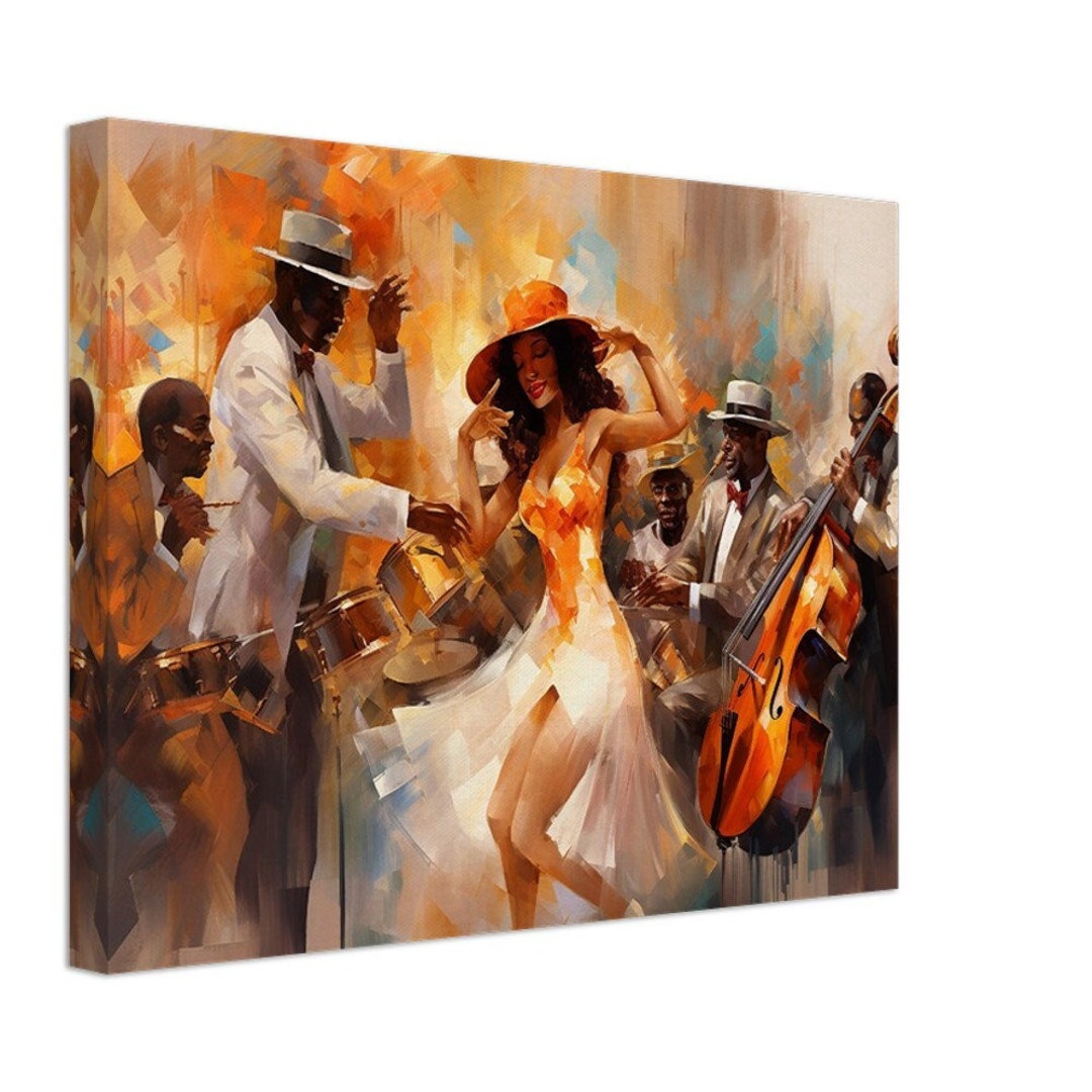 Black Jazz Music Canvas Print, African Jazz Music Wall Art, African ...