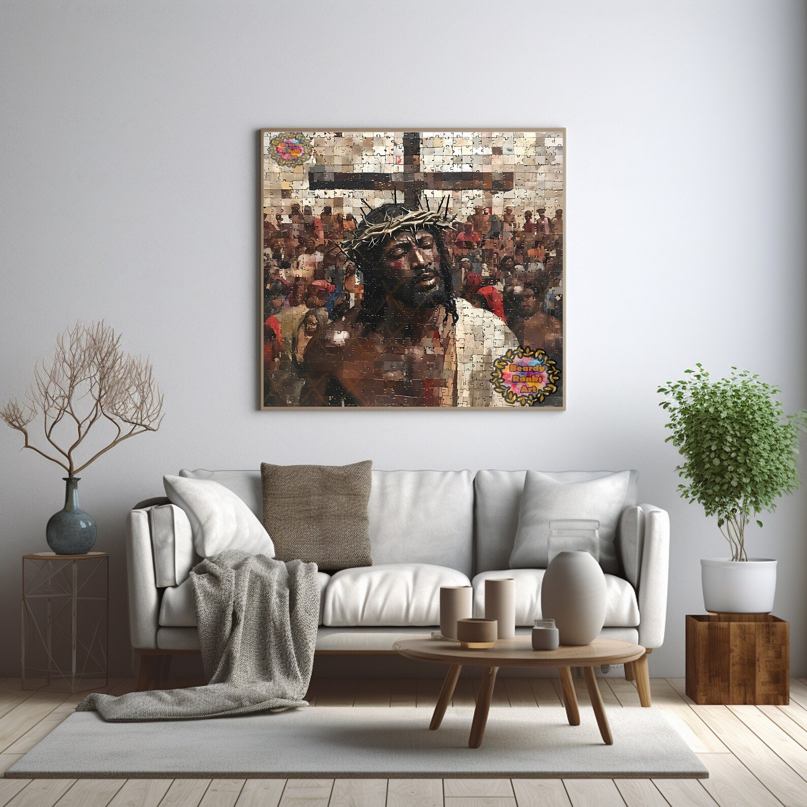 Black Jesus Carrying Cross Prints, Brown Skin Jesus Wall Art, Christian Wall Art, African ...