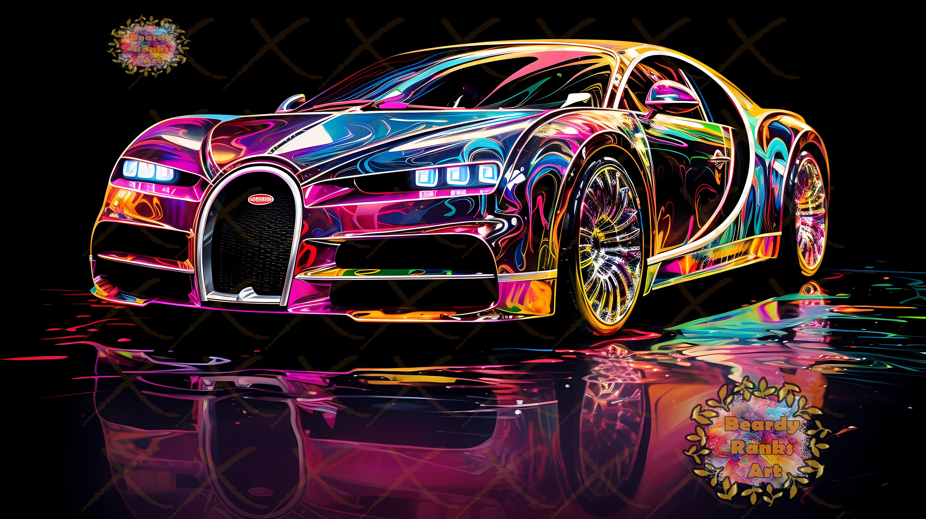 5 Bugatti Chiron and Veyron Prints, Sports Car Art Print, Bugatti ...