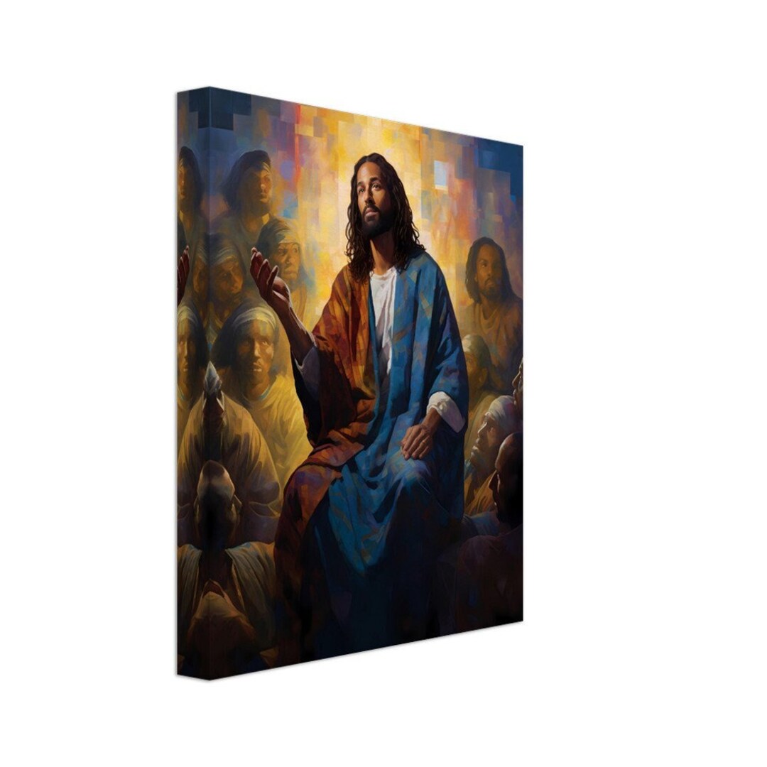 Brown Skin Jesus Canvas, Dark Skin Jesus Wall Art, Jesus Wall Decor ...