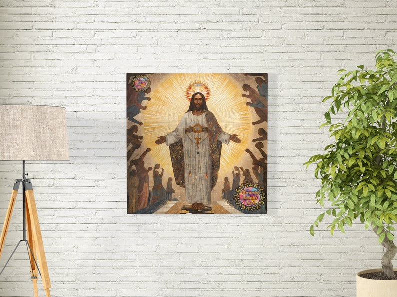 Black Jesus Canvas Art, Brown Skin Jesus Wall Art, Christian Wall Art ...