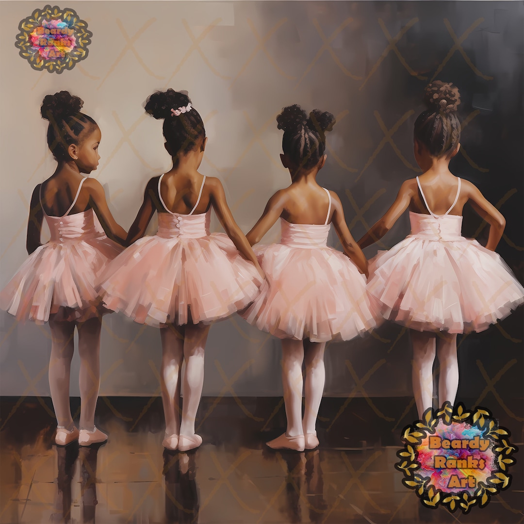 Little Black Girl Ballerina Canvas Art, African American Ballerinas ...