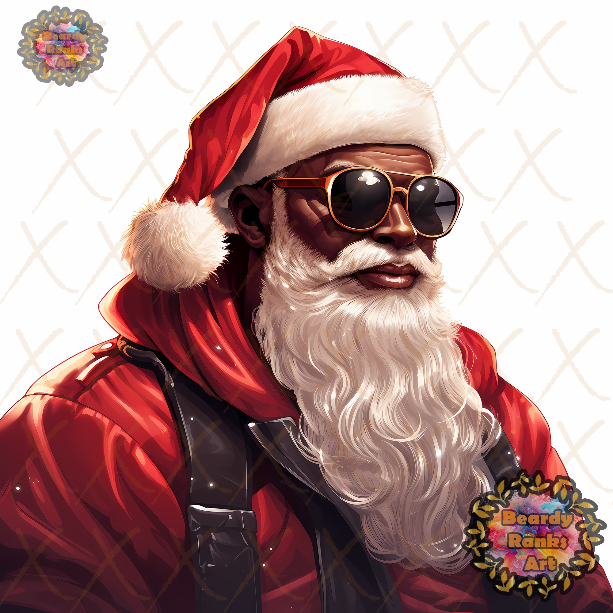 4 African American Santa Prints, Black Father Christmas Download, Cool ...