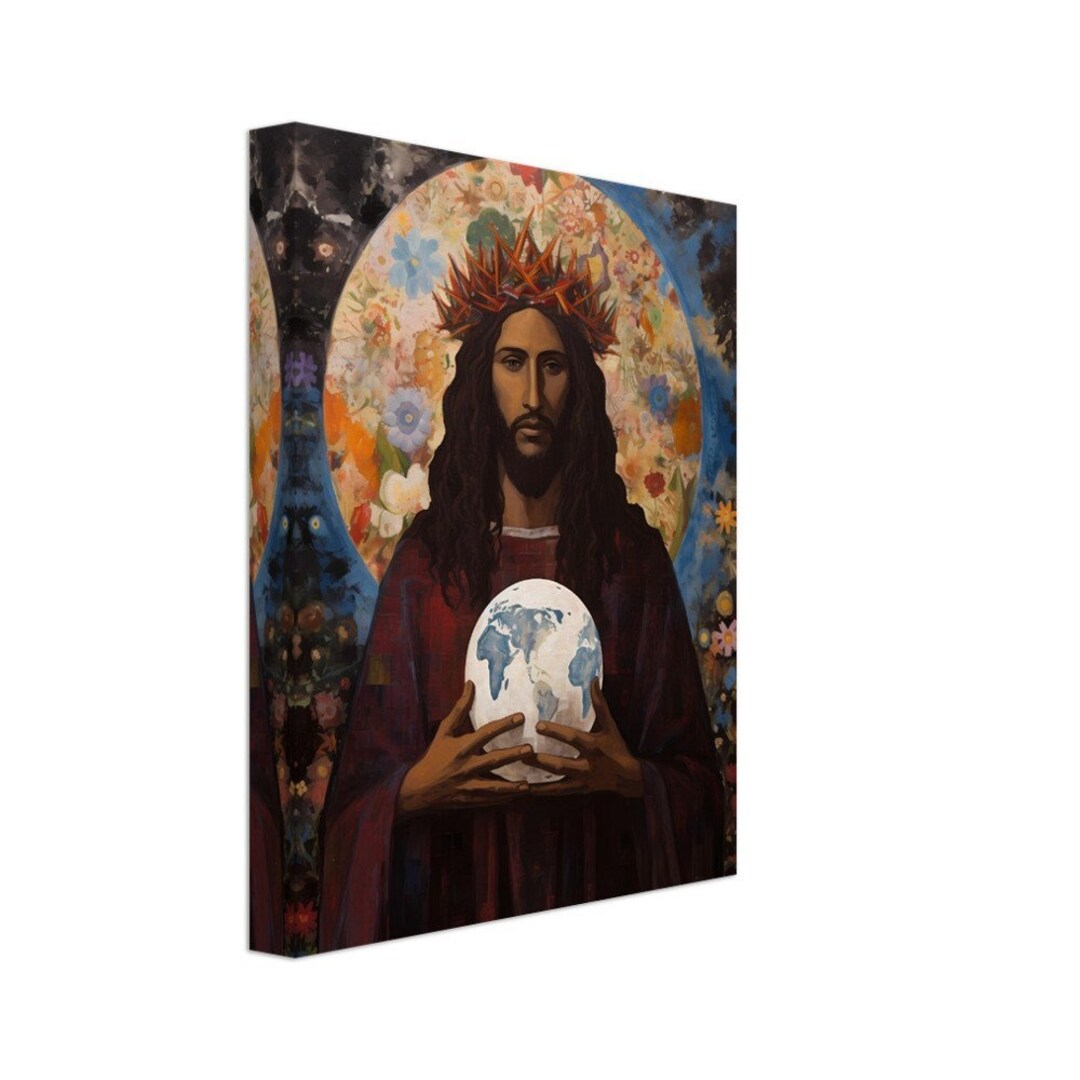 Brown Skin Jesus Canvas, Dark Skin Jesus Wall Art, Jesus Wall Decor ...
