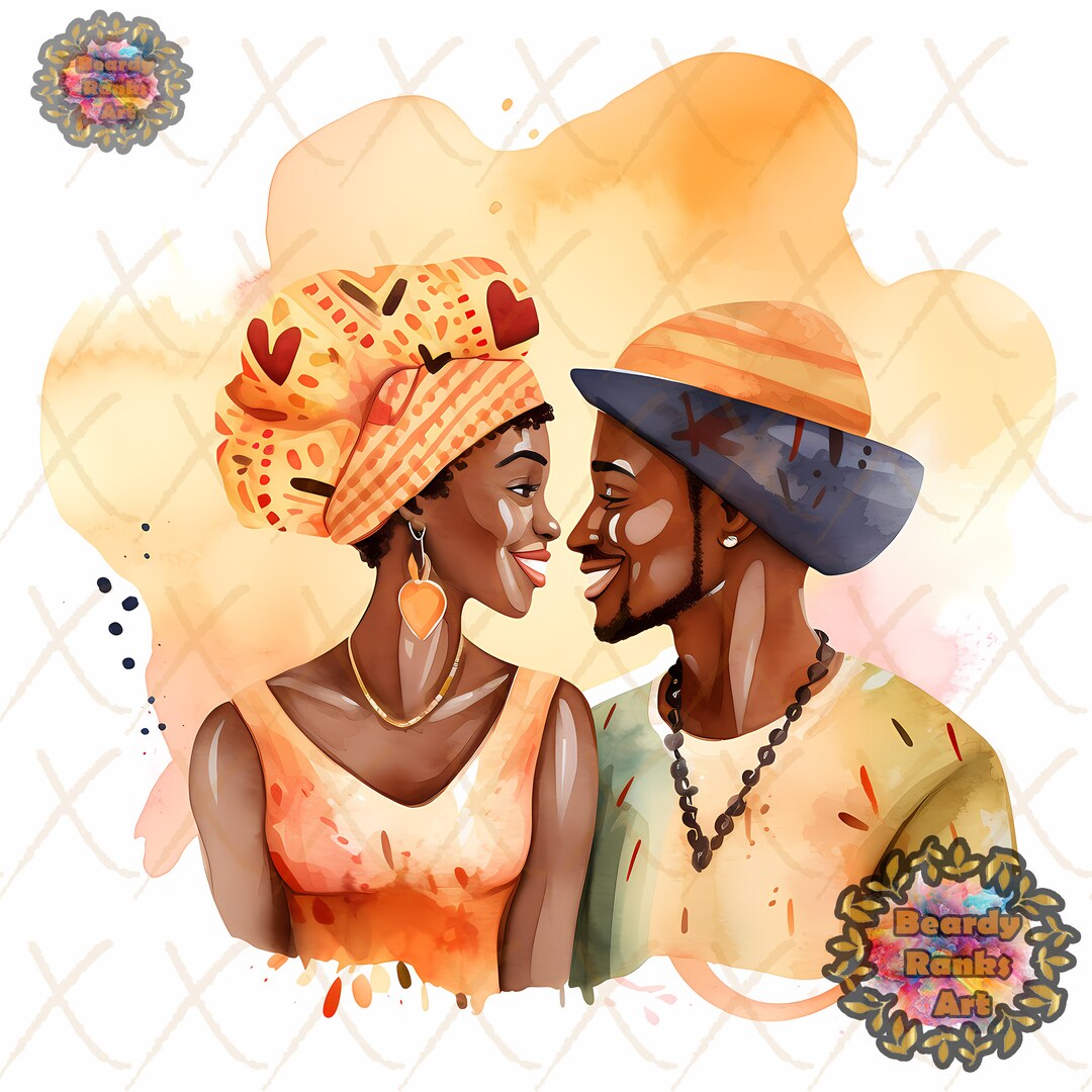 5 African American Watercolor Valentines Day Clipart, Black Love, Black ...