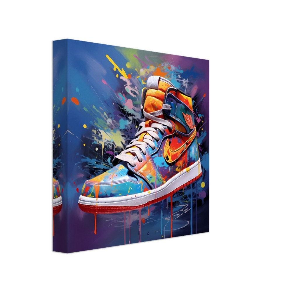 Inspired by Nike Air Jordan Graffiti Sneaker Canvas Art, Sneaker Wall ...