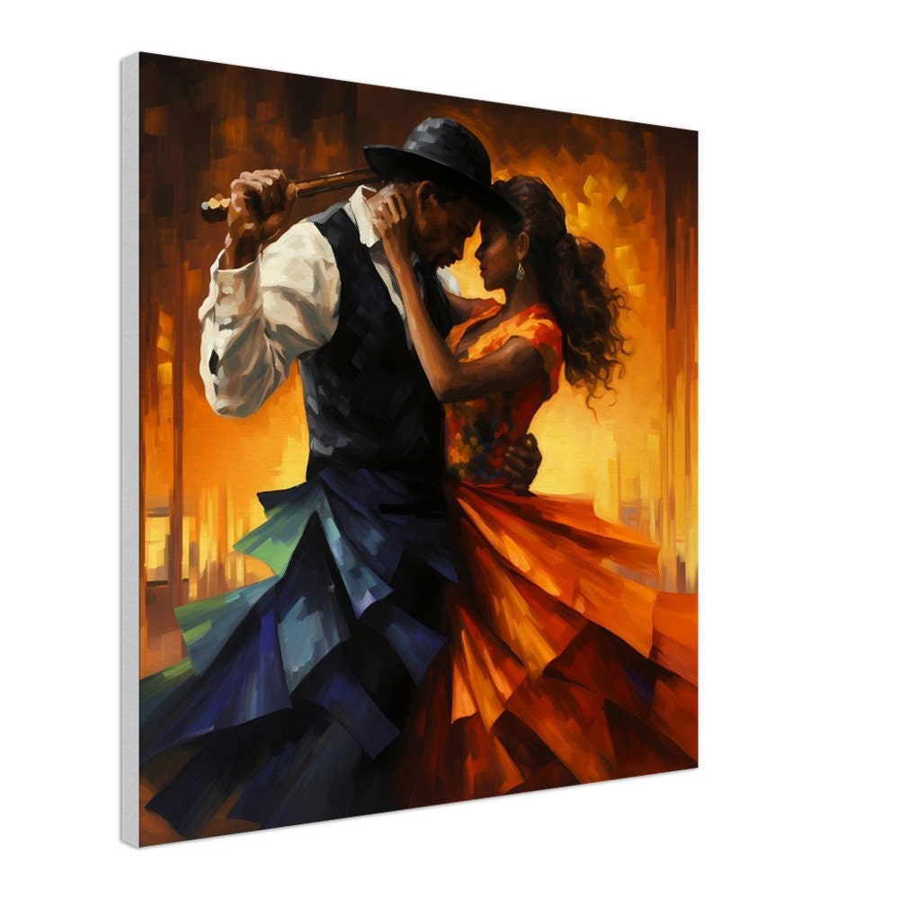 Black Salsa Dancing Couple Canvas Art, African American Dancing Couple ...