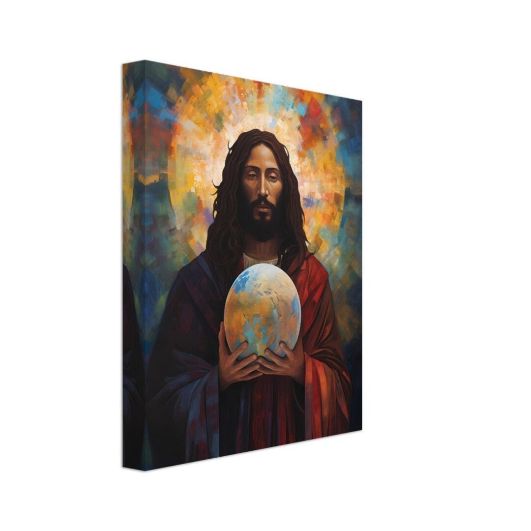 Brown Skin Jesus Canvas, Dark Skin Jesus Wall Art, Jesus Wall Decor ...