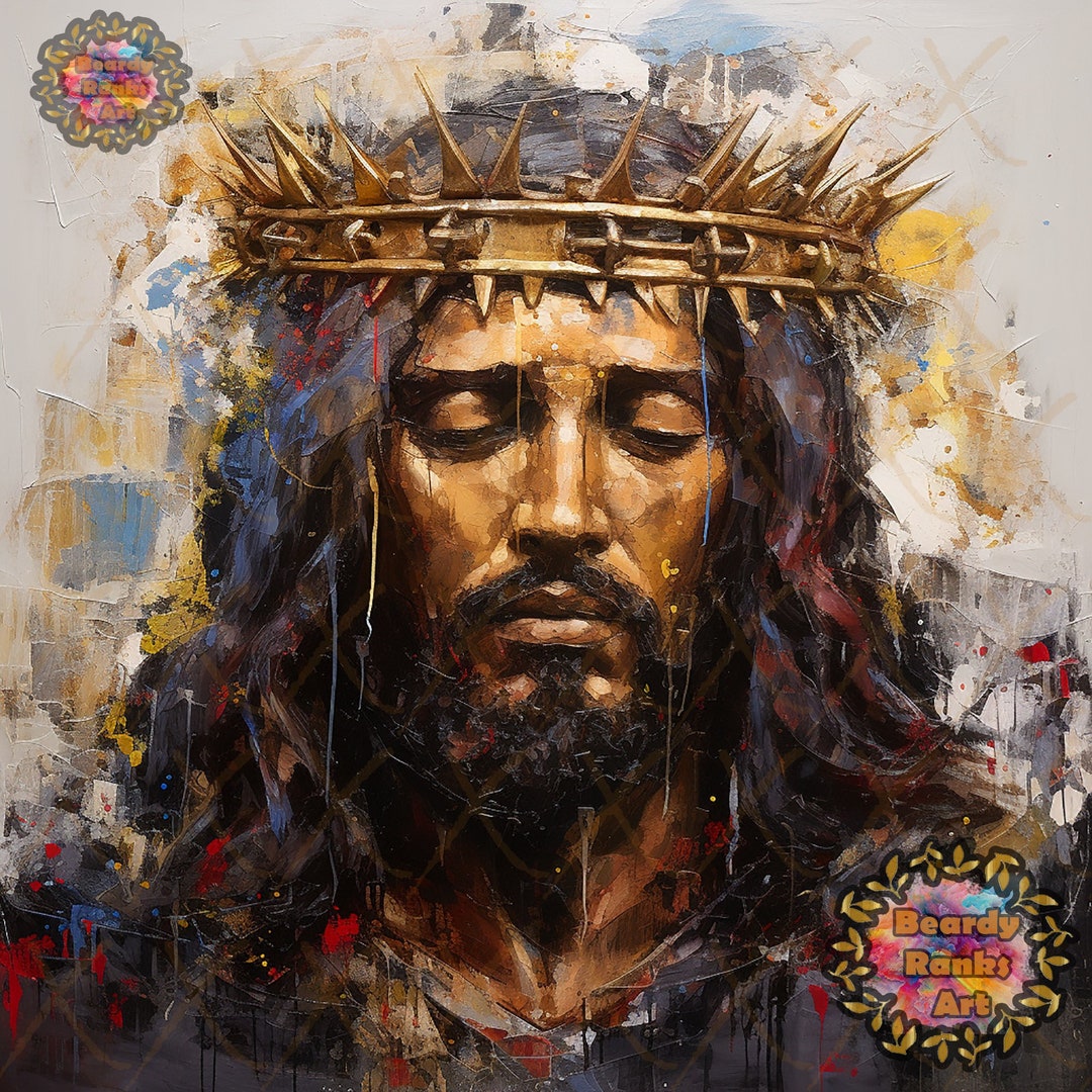 Thick Oil Painted Effect Black Jesus Art, Brown Skin Jesus Art ...