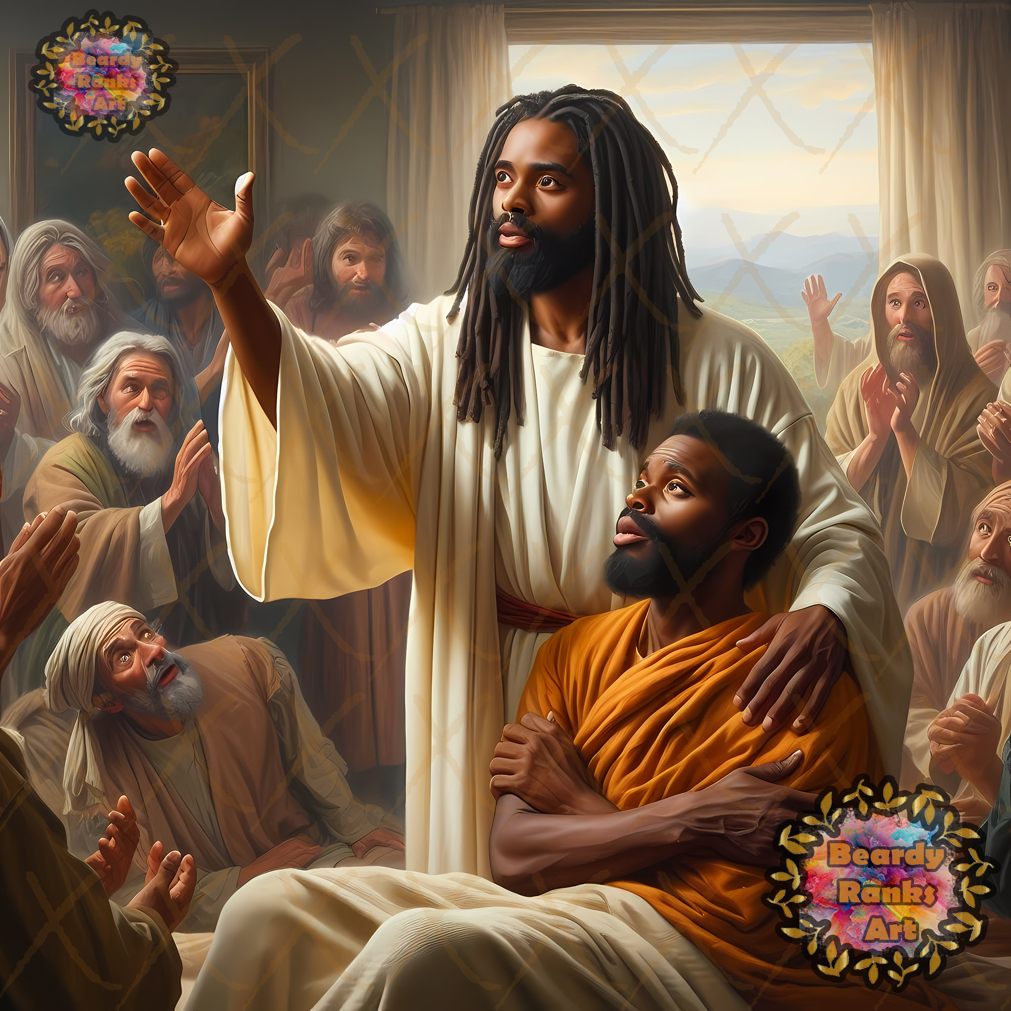 Black Jesus Healing the Sick Canvas Art, Black Christian Canvas ...