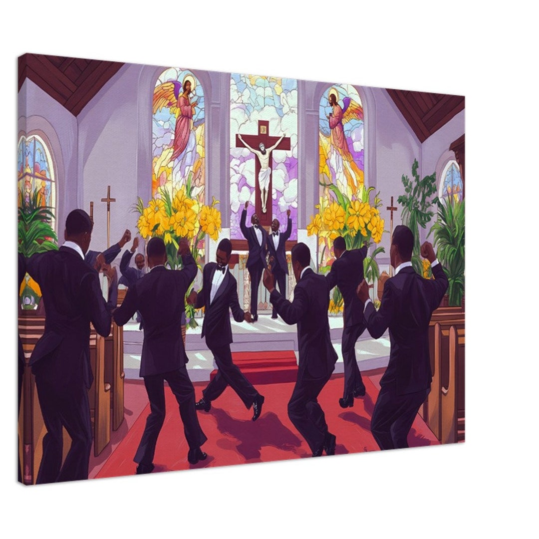 Black Church Art Canvas, African American Christian Decor, African ...