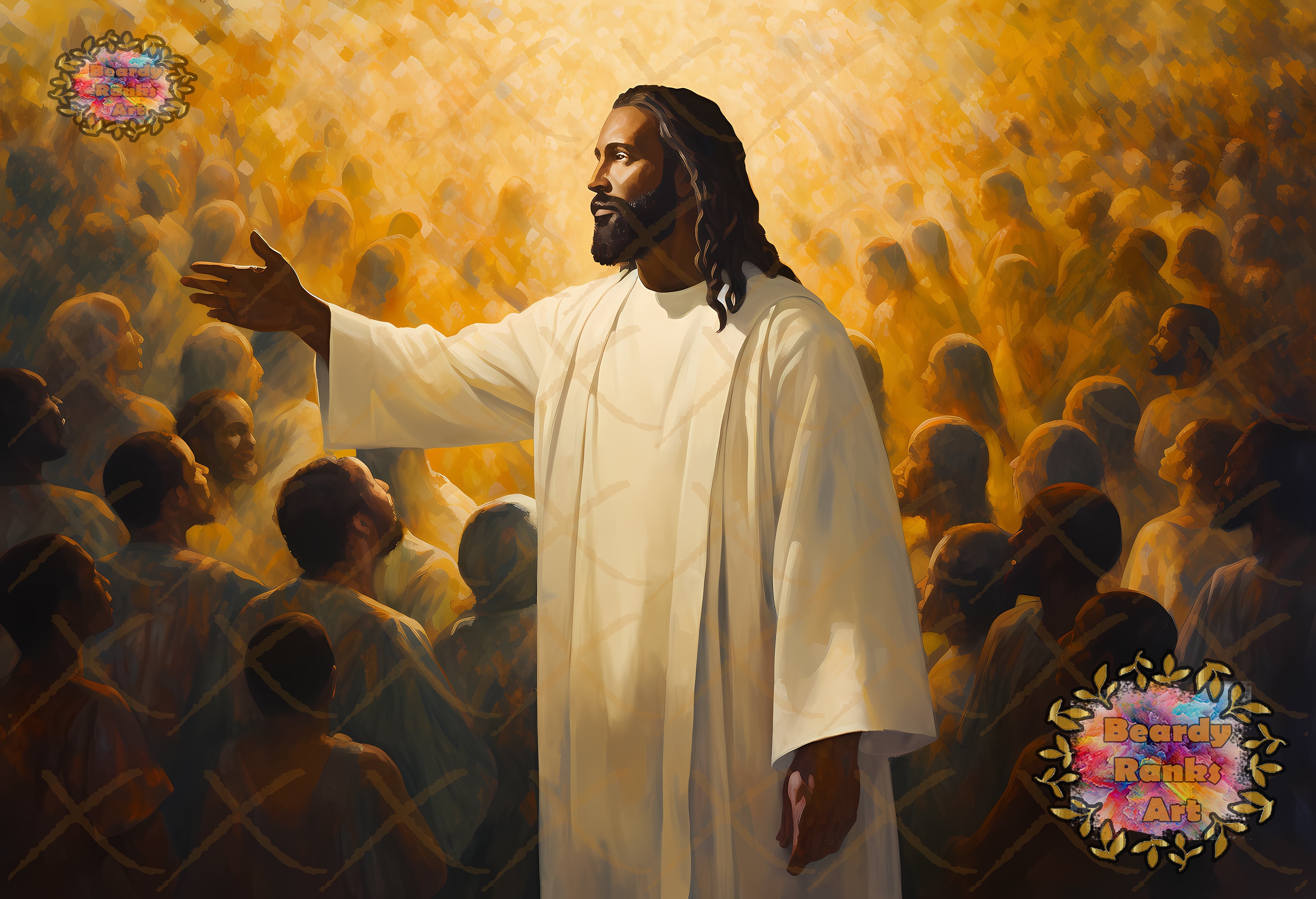Black Jesus Teaching Canvas Art, Brown Skin Jesus Wall Art, Christian ...