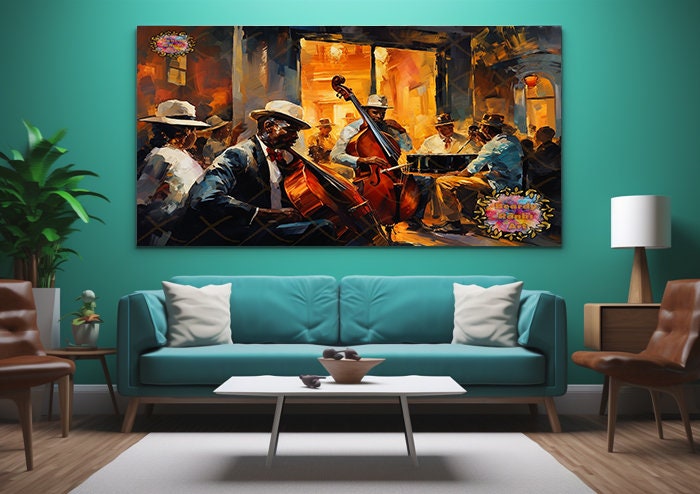 Black Jazz Music Canvas Print, African Jazz Music Wall Art, African ...