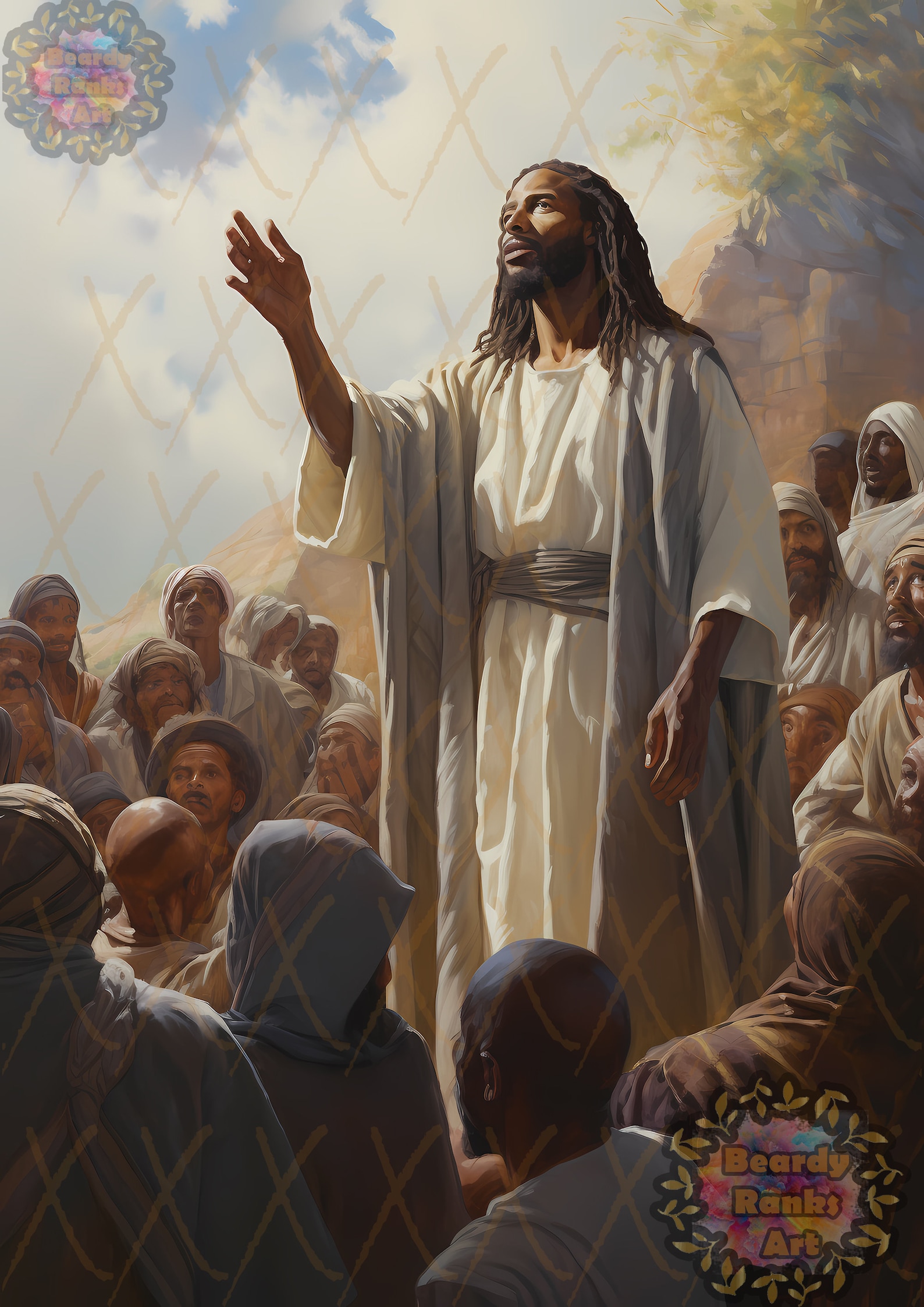 5 Black Jesus Teaching Downloadable Prints, Christian Artwork, African ...