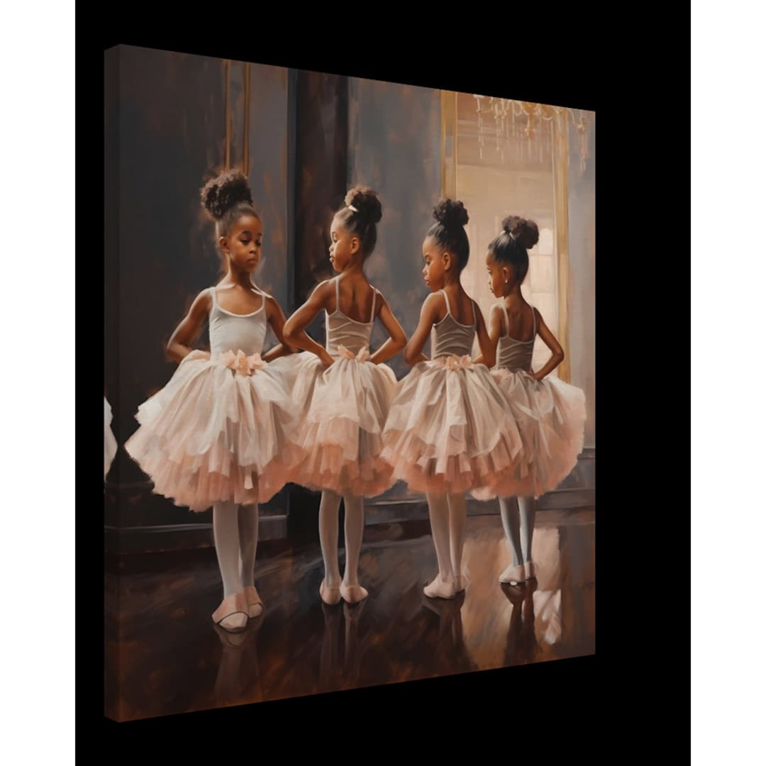 Little Black Girl Ballerina Canvas Art, African American Ballerinas ...