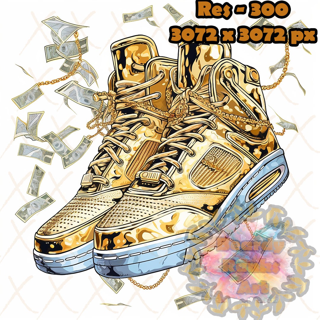 Gold Sneaker PNG Artwork, Sneakerhead JPG Download, Sneakerhead Artwork ...