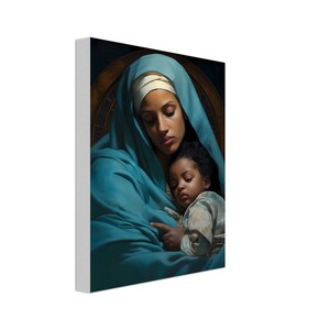 Brown Skin Virgin Mary Canvas Art Black Virgin Mary Wall Art Black