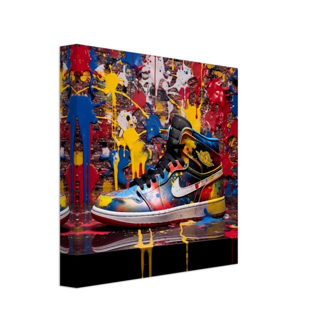 Inspired by Nike Air Jordan Graffiti Sneaker Canvas Art, Sneaker Wall ...