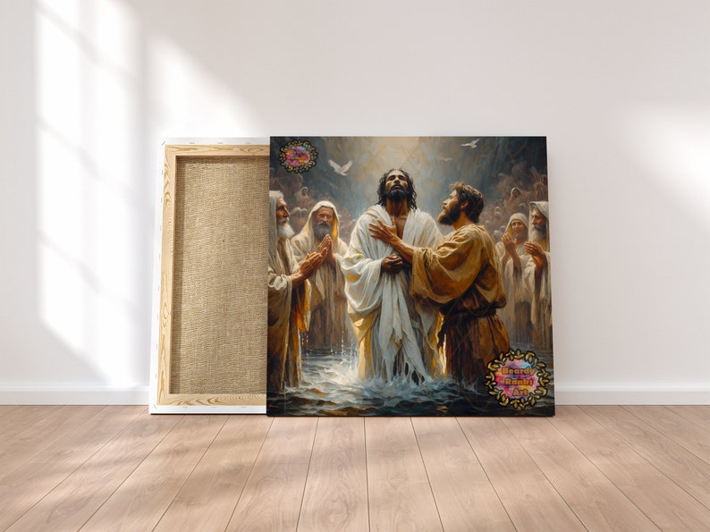 Baptisms of Black Jesus Canvas Art, Brown Skin Jesus Wall Art ...